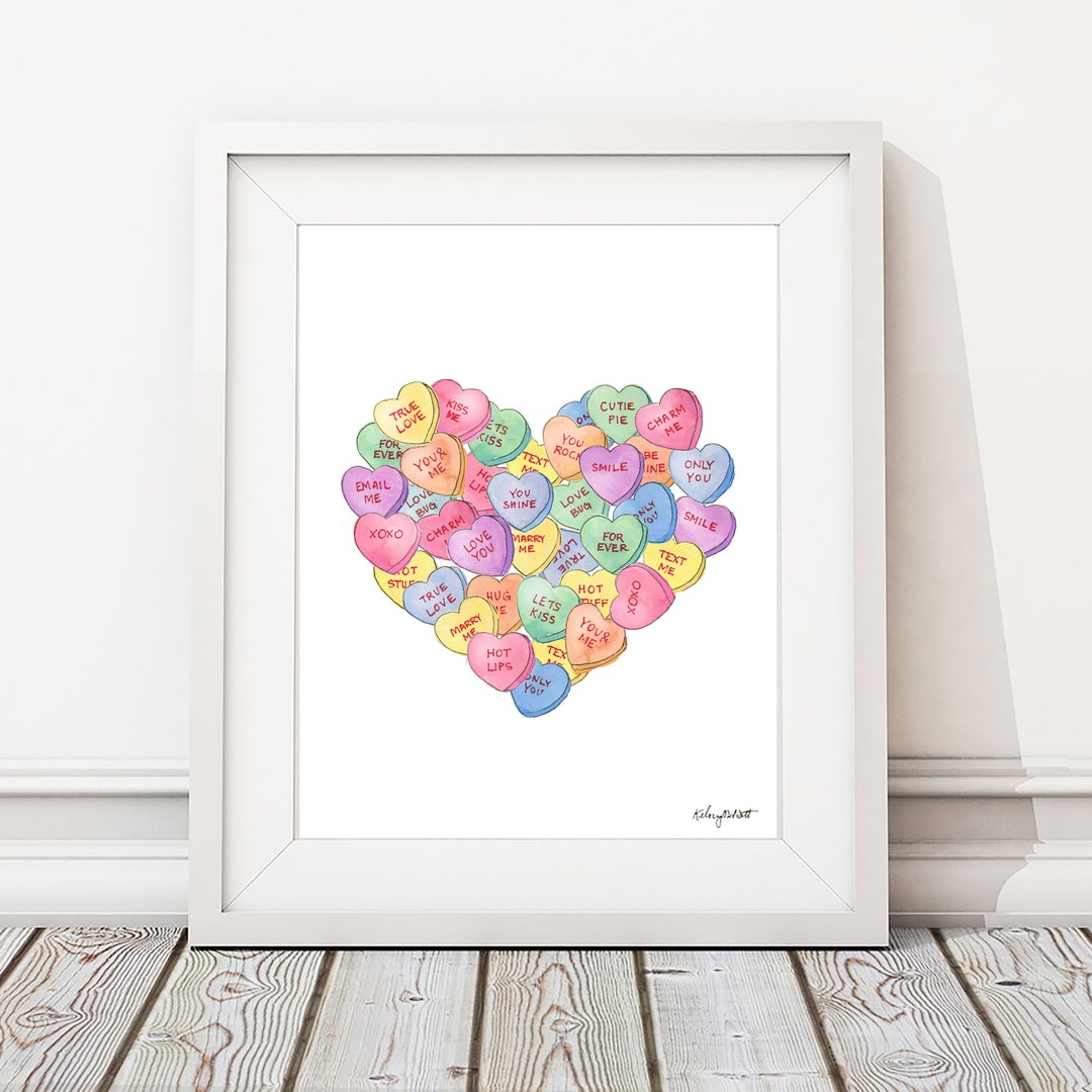 Conversation Hearts Print, Valentines Day Print, Candy Wall Art ...