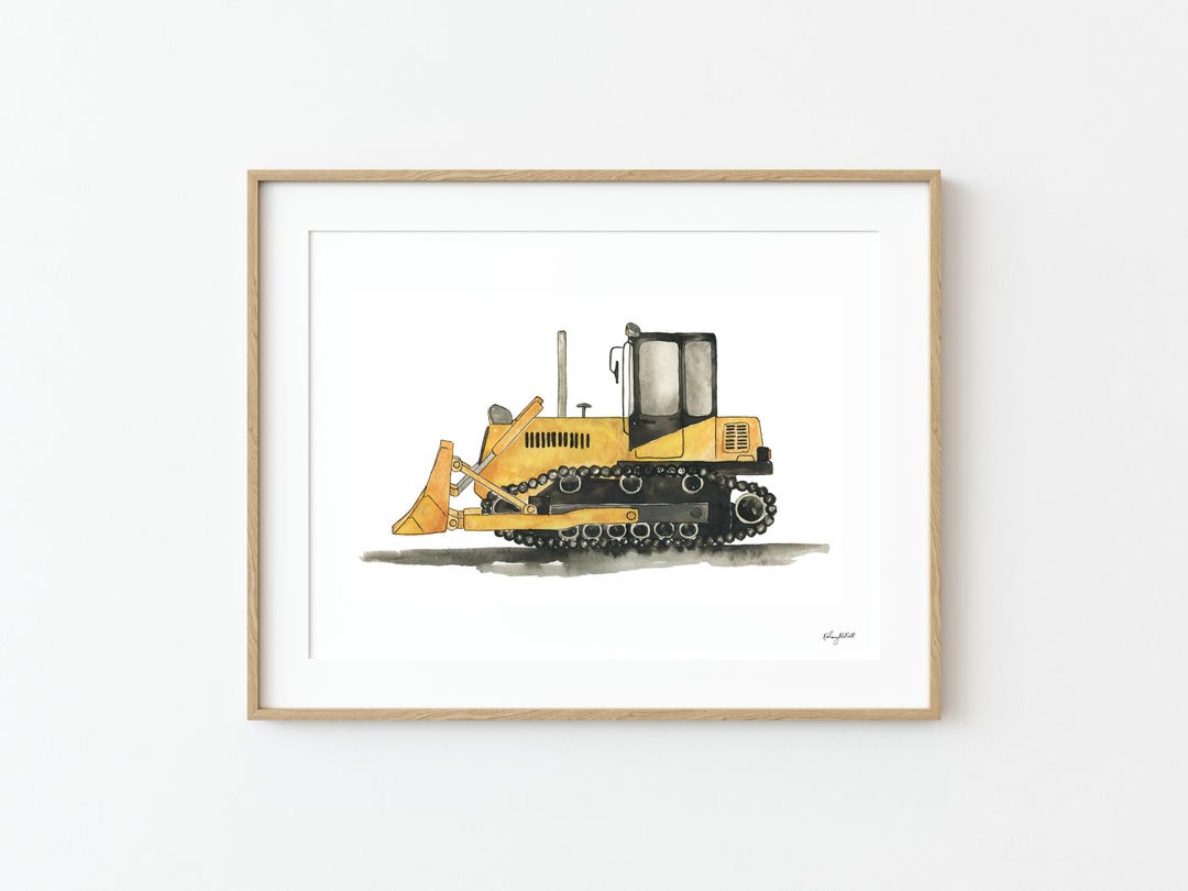 Bulldozer Wall Art, Construction Truck Nursery Art, Transportation ...