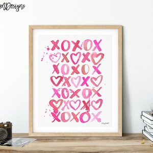 XOXOX Valentines Day Art Print, Love Wall Art, Seasonal Home Decor ...