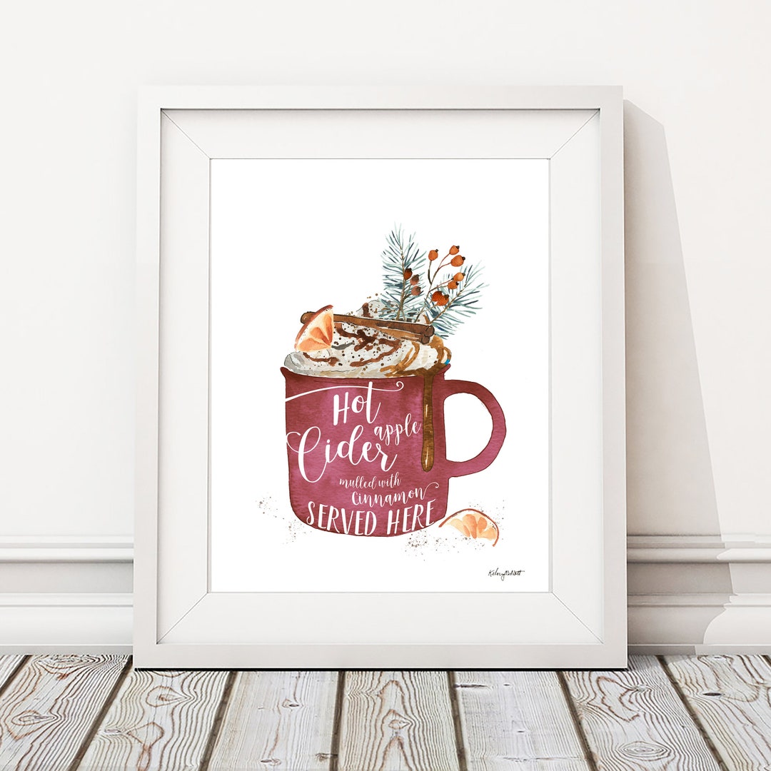 Hot Apple Cider Wall Art, Kitchen Art Print, Fall Wall Art, Fall Decor ...