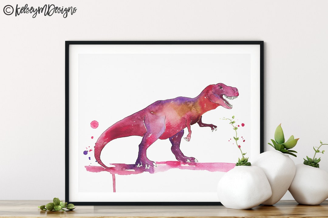 Tyrannosaurus Rex Print, Dinosaur Art, T-rex Watercolor Painting ...