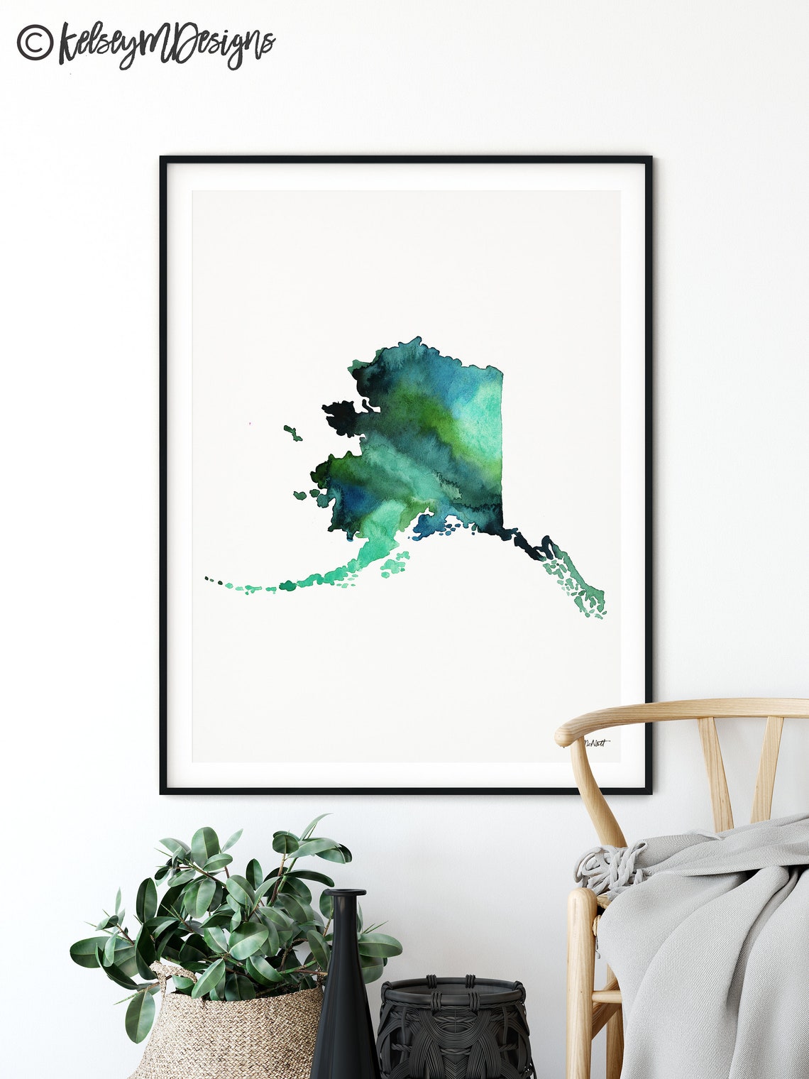 Alaska State Map Watercolor Print Alaska Wall Art Alaska Map - Etsy