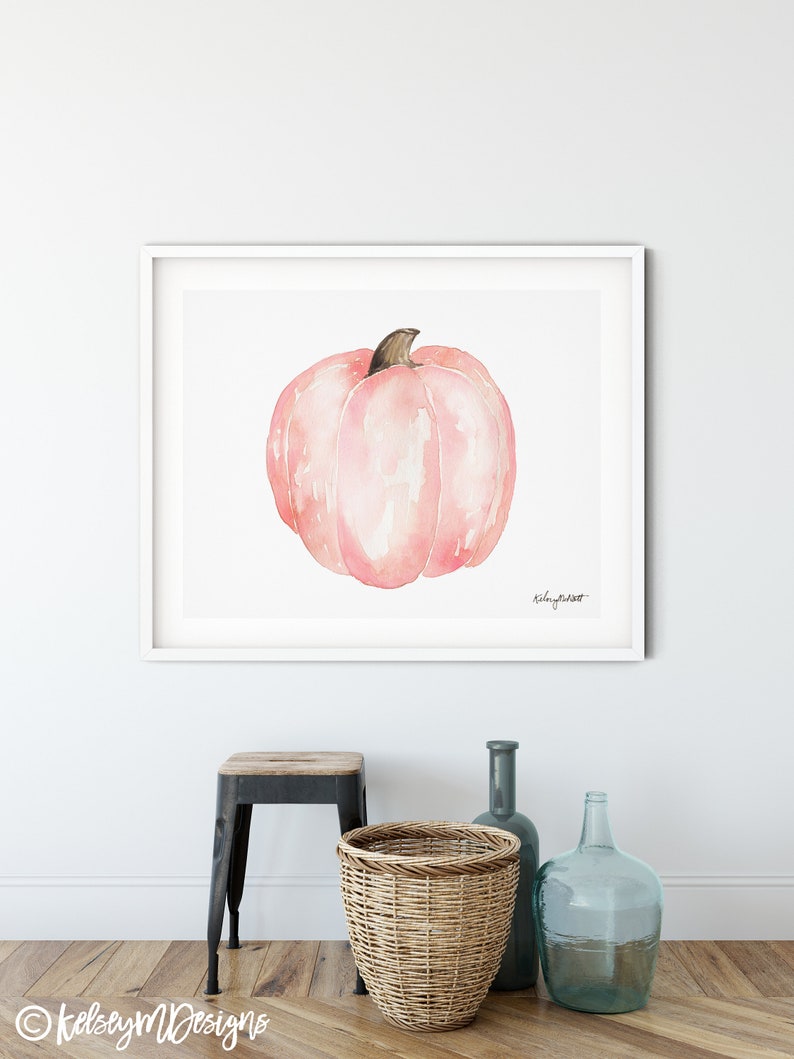 Pink Pumpkin Wall Art Fall Pumpkin Art Print Fall Farmhouse - Etsy