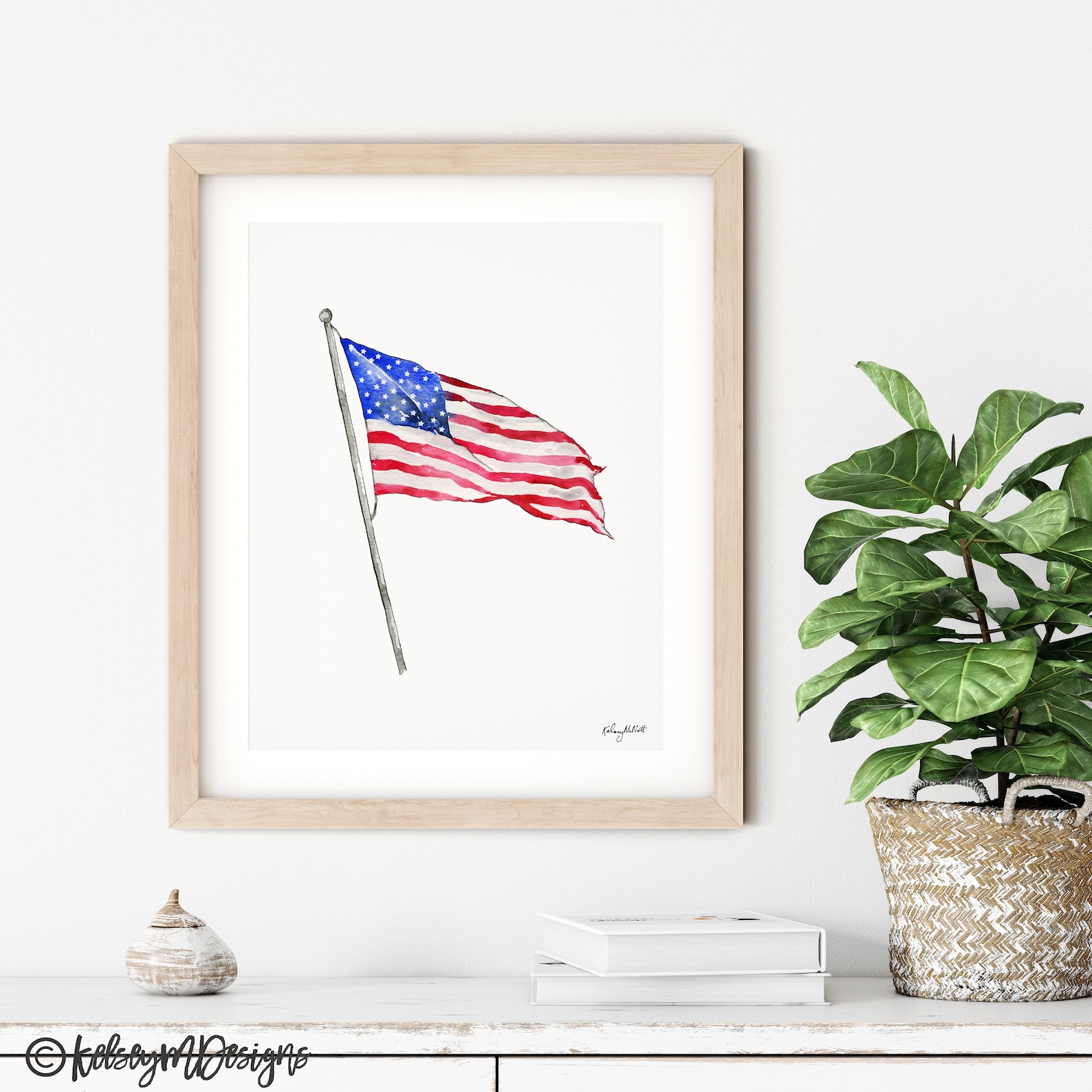 American Flag Artprint, 4th of July Wall Art, USA Print, Fourth of July ...