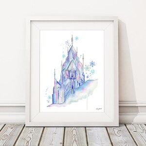 Princess Ice Castle Watercolor Art Print, Girl Room Art, Princess ...