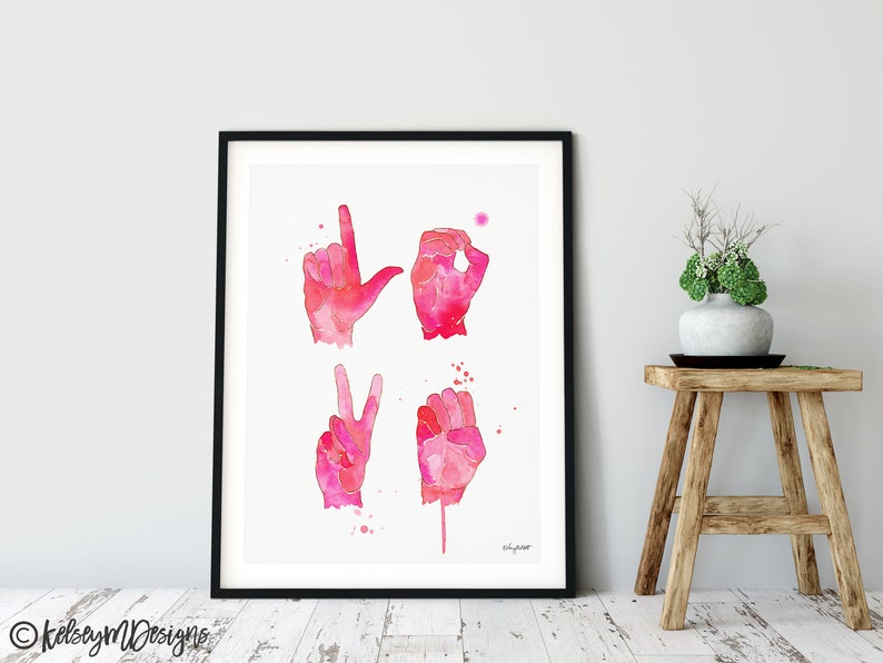 Love Sign Language Print ASL Love Art Valentines Day Art - Etsy