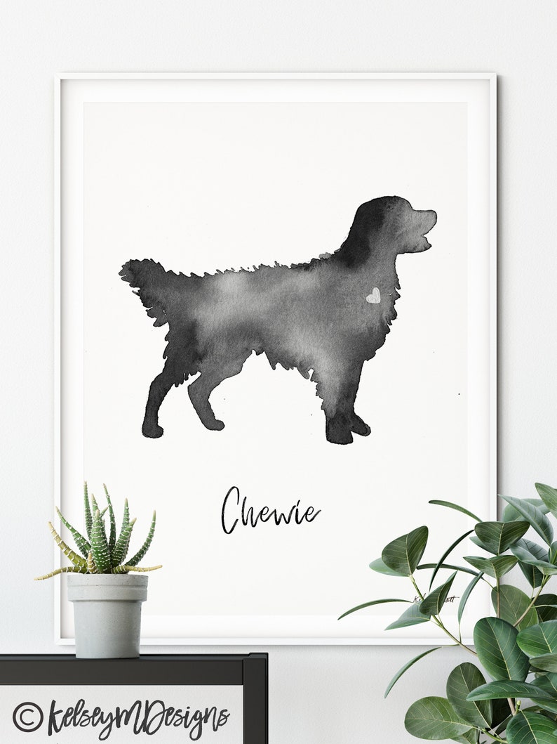 Personalized Dog Name Print Golden Retriver Watercolor Art | Etsy