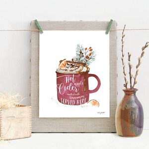 DIGITAL DOWNLOAD Hot Cider Art Print Fall Watercolor - Etsy