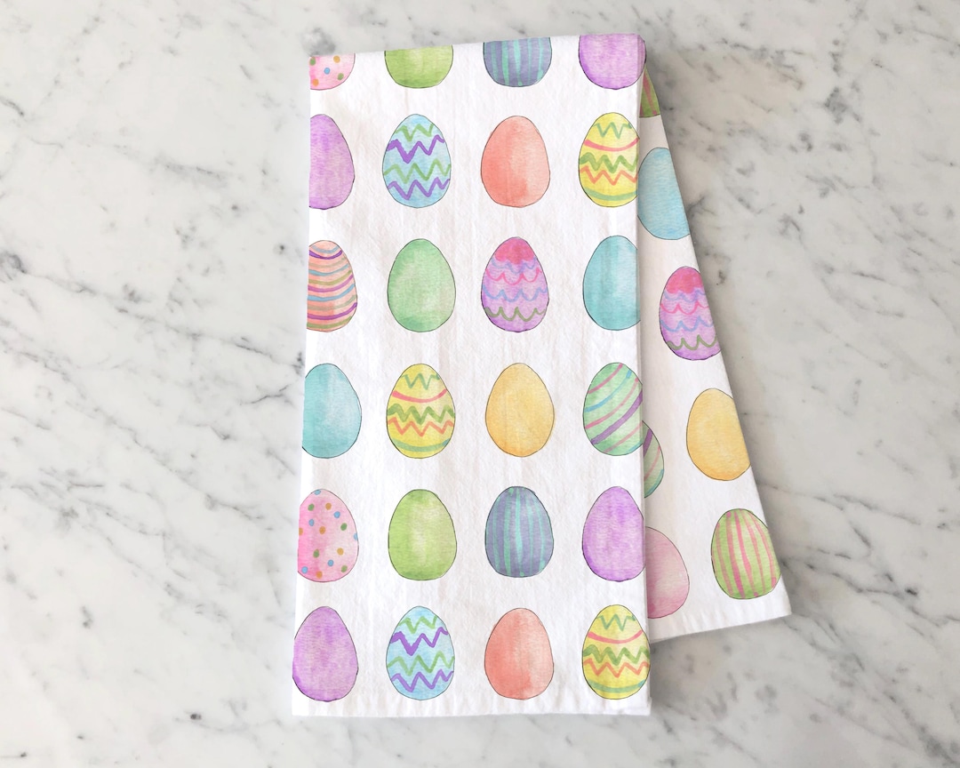 Easter Tea Towel, Pastel Spring Kitchen Decor, Easter Egg Dish Towel ...