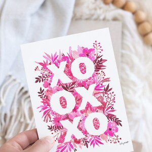 XOXO Valentines Day Art Print, Pink Floral Botanical Print, Valentines ...