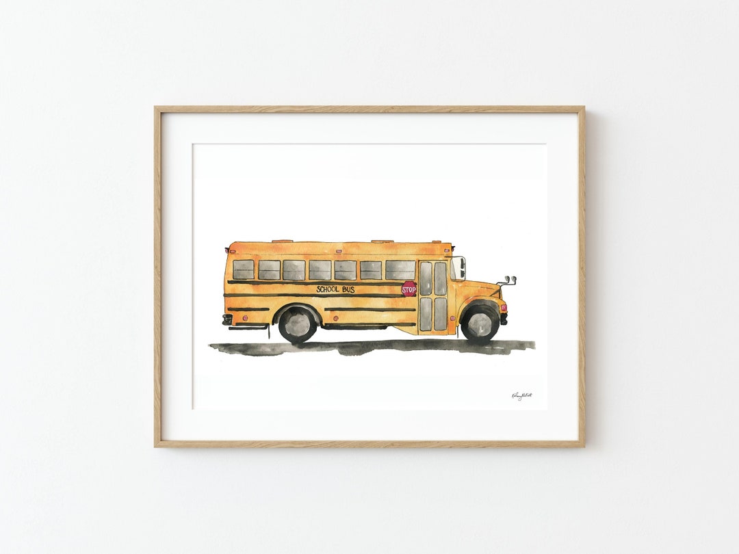 School Bus Wall Art, Construction Nursery Art, Transportation Vehicle ...