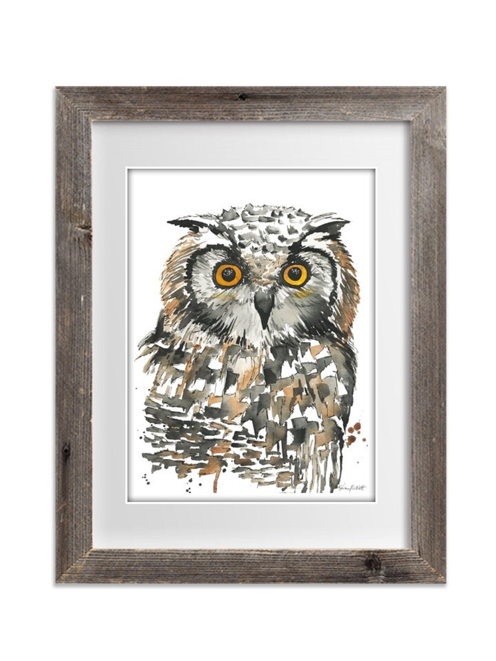 Great Horned Owl Print Owl Watercolor Painting Owl Wall - Etsy