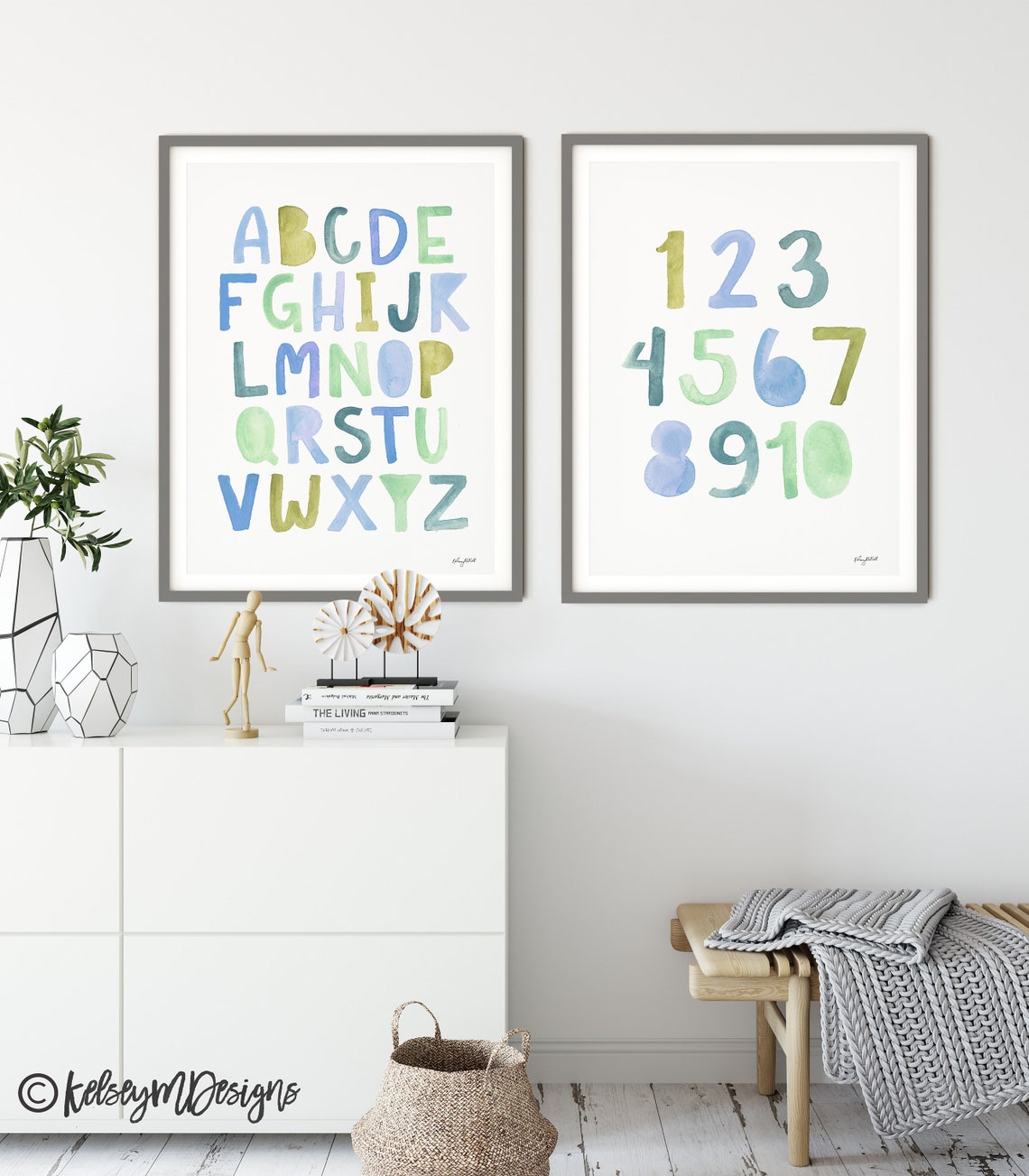 Set of 2 Alphabet Numbers Prints ABC 123 Print Set Kids - Etsy