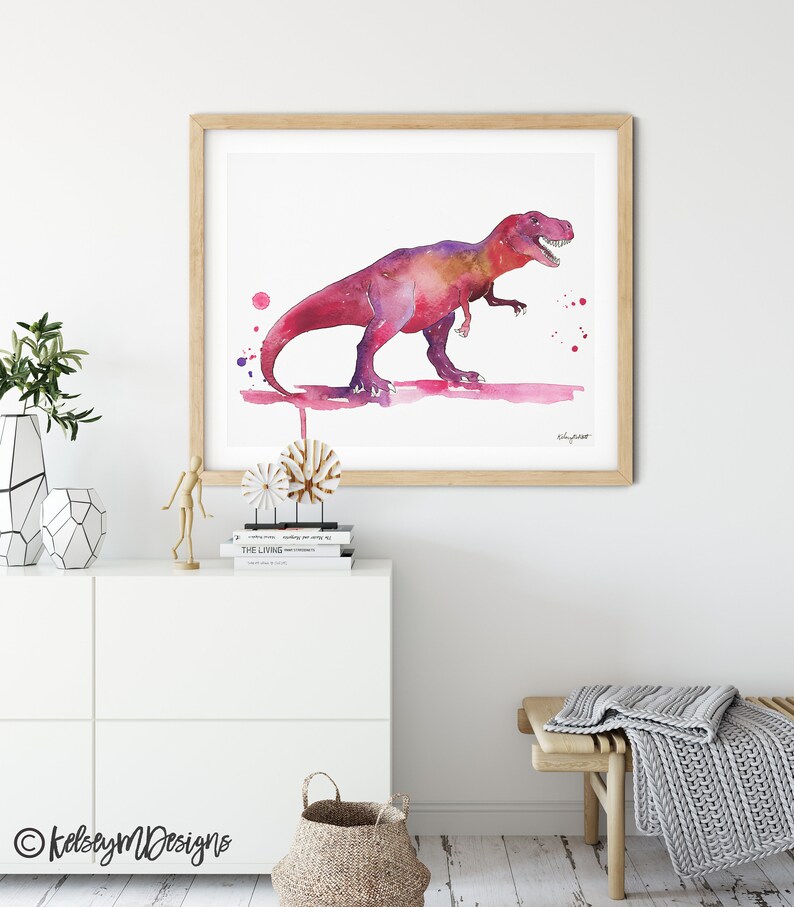 Tyrannosaurus Rex Print Dinosaur Art T-rex Watercolor - Etsy