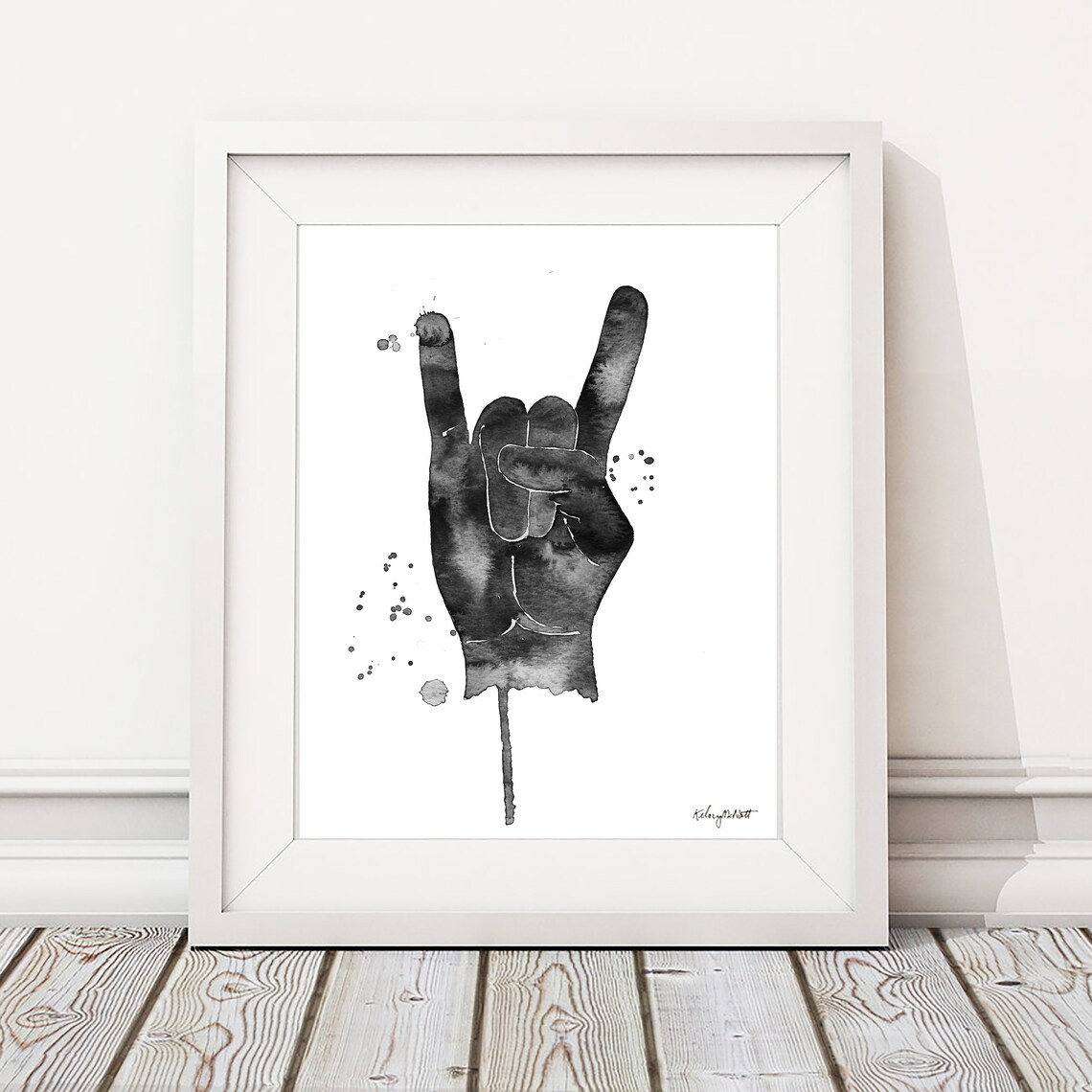 Rock on Sign Print, Watercolor Painting, Rock Poster, Boho Decor, Rock ...