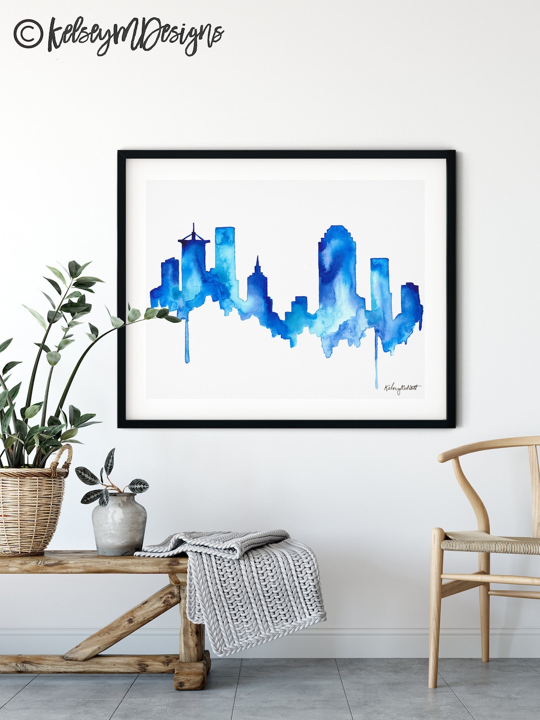 Tulsa Skyline Art Print, Watercolor Poster, Travel Decor, Wall Art ...