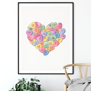 DIGITAL DOWNLOAD Conversation Hearts Printable, Valentines Day ...