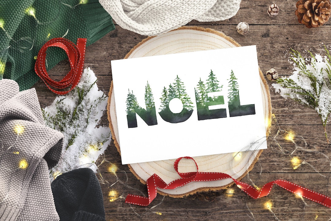Noel Christmas Print, Pine Tree Holiday Decor, Christmas Tree Art Print ...