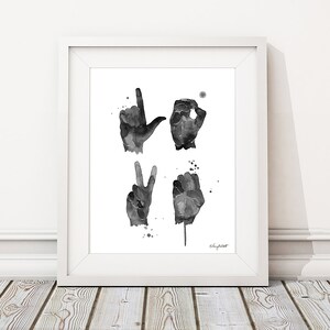 Love Sign Language Print, ASL Love Art, Valentines Day Art Print ...