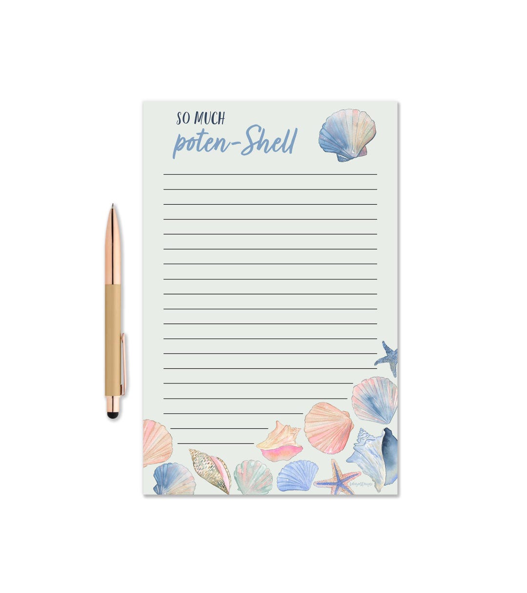 So Much Poten-shell Notepad, Watercolor Notepad, Seashell Notepad, Gift ...