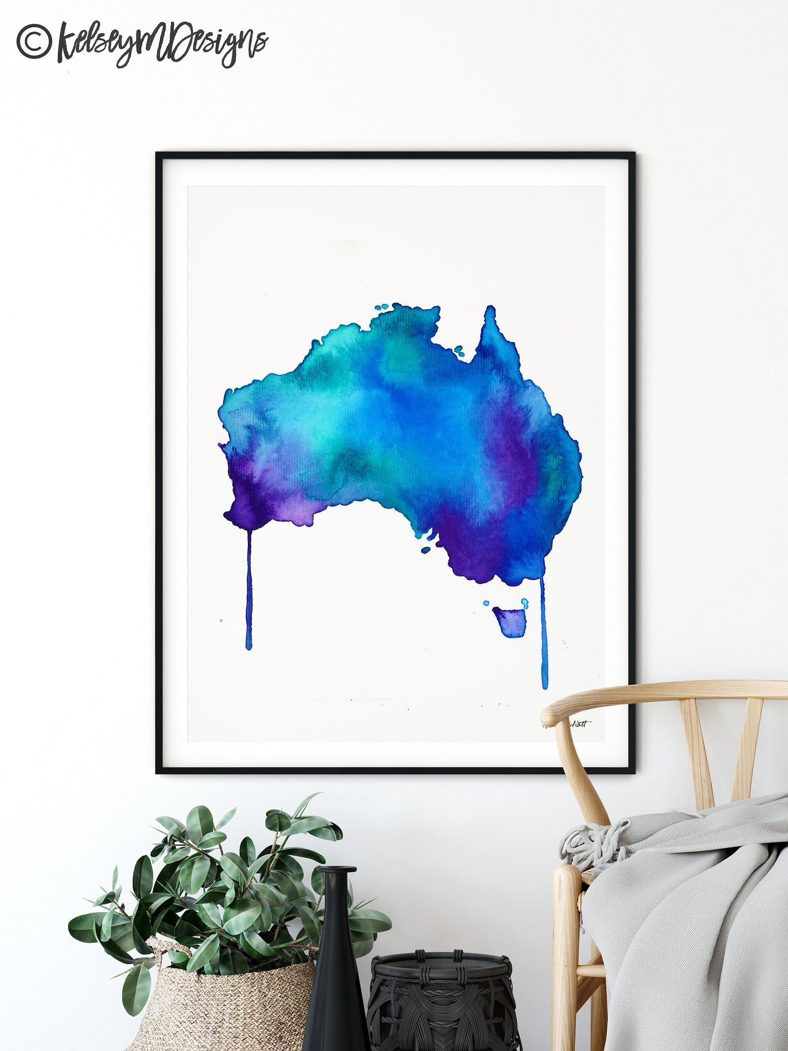 Australia Map Watercolor Print Watercolor Map Art Australia - Etsy