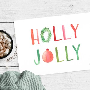 Holly Jolly Christmas Art, Holiday Decor, Christmas Art Print ...
