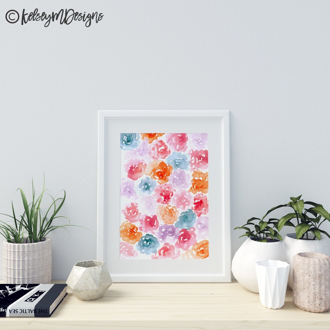 Floral Watercolor Print, Flower Print, Flower Shabby Chic, Floral Wall ...