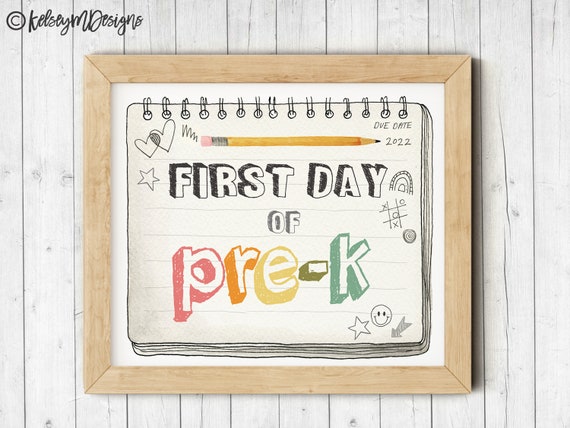 First Day of Pre-k Printable Sign First Day of School Sign - Etsy