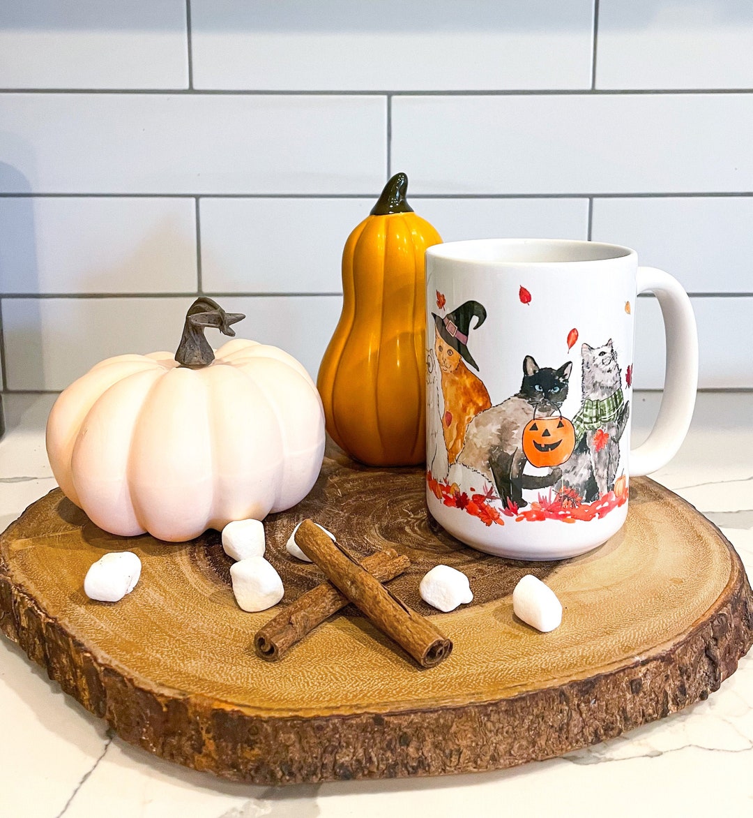 Halloween Cats Fall Mug, Fall Coffee Mug, Fall Decor, 15 Oz Mug ...
