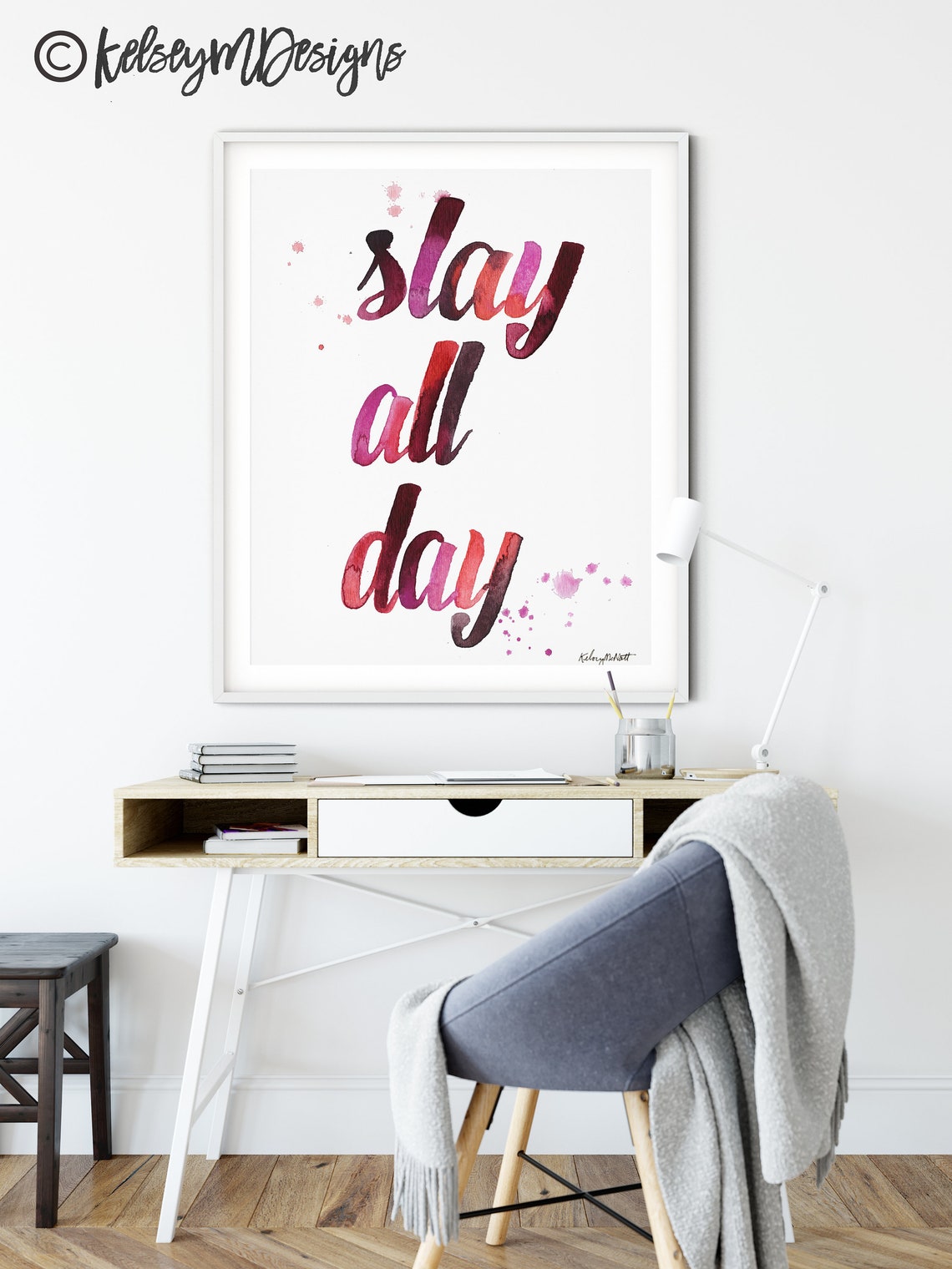 Slay All Day Watercolor Painting Wall Art Home Decor - Etsy