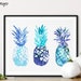 Blue Pineapple Art Print, Kitchen Wall Art, Pineapple Wall Art ...