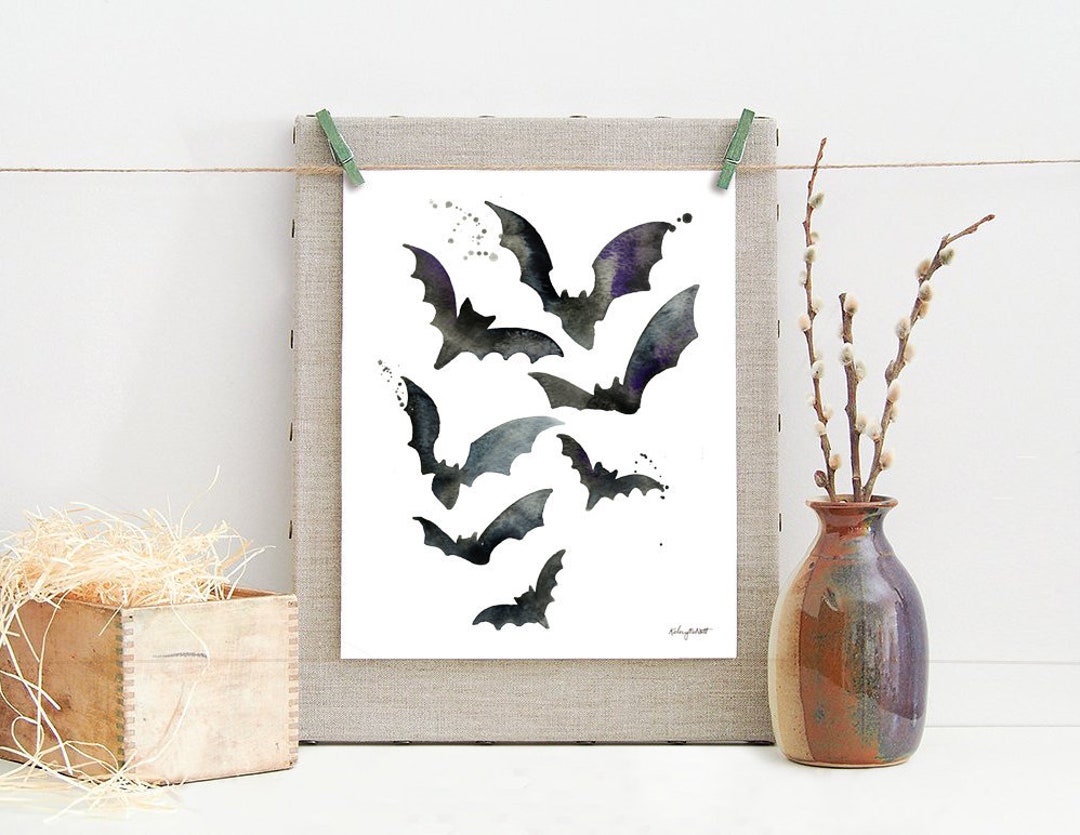 Halloween Bats Wall Art, Halloween Decoration, Fall Home Decor, BOO Art ...