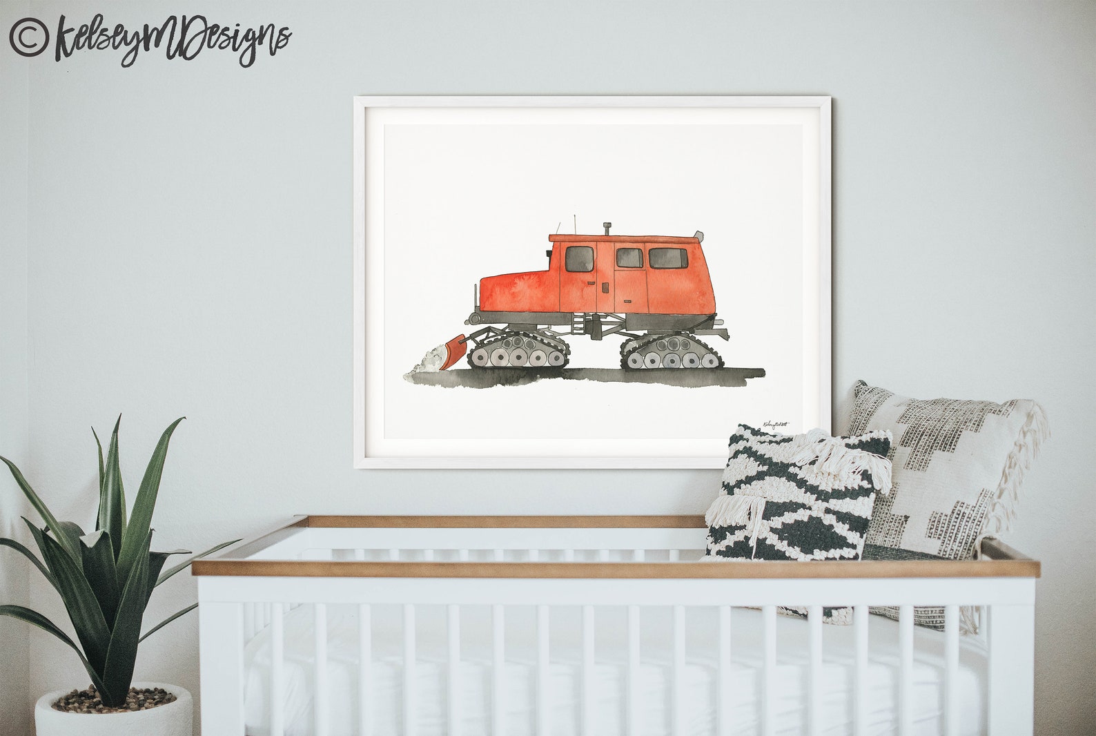 Snowcat Wall Art Construction Nursery Art Toddler Room - Etsy