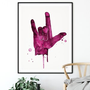 I Love You Sign Watercolor Painting, Home Decor, Wall Art, Boho ...