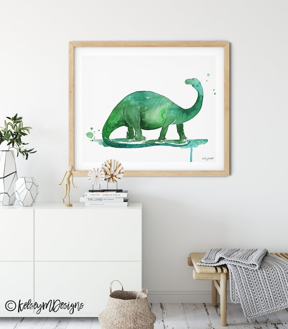 Brontosaurus Print Dinosaur Nursery Art Dinosaur Watercolor | Etsy