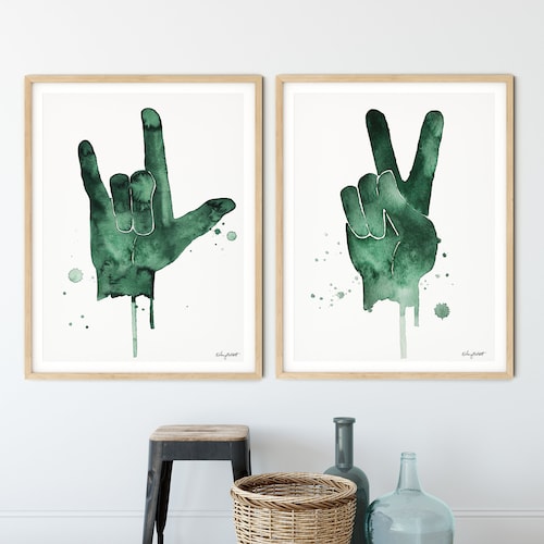 Peace Sign Watercolor Painting Home Decor Wall Art Boho - Etsy