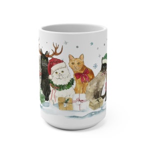 Holiday Cats Mug, Christmas Coffee Mug, Christmas Decor, 15 Oz Mug ...