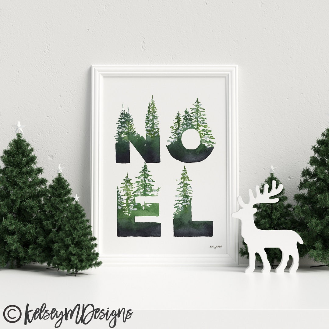 Noel Christmas Print, Holiday Decor, Christmas Tree Art Print ...