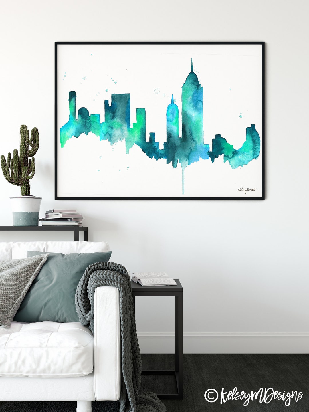 New York City Skyline Print, Cityscape Wall Art, Abstract Painting ...