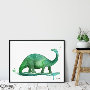 Brontosaurus Print, Dinosaur Nursery Art, Dinosaur Watercolor, Kids ...