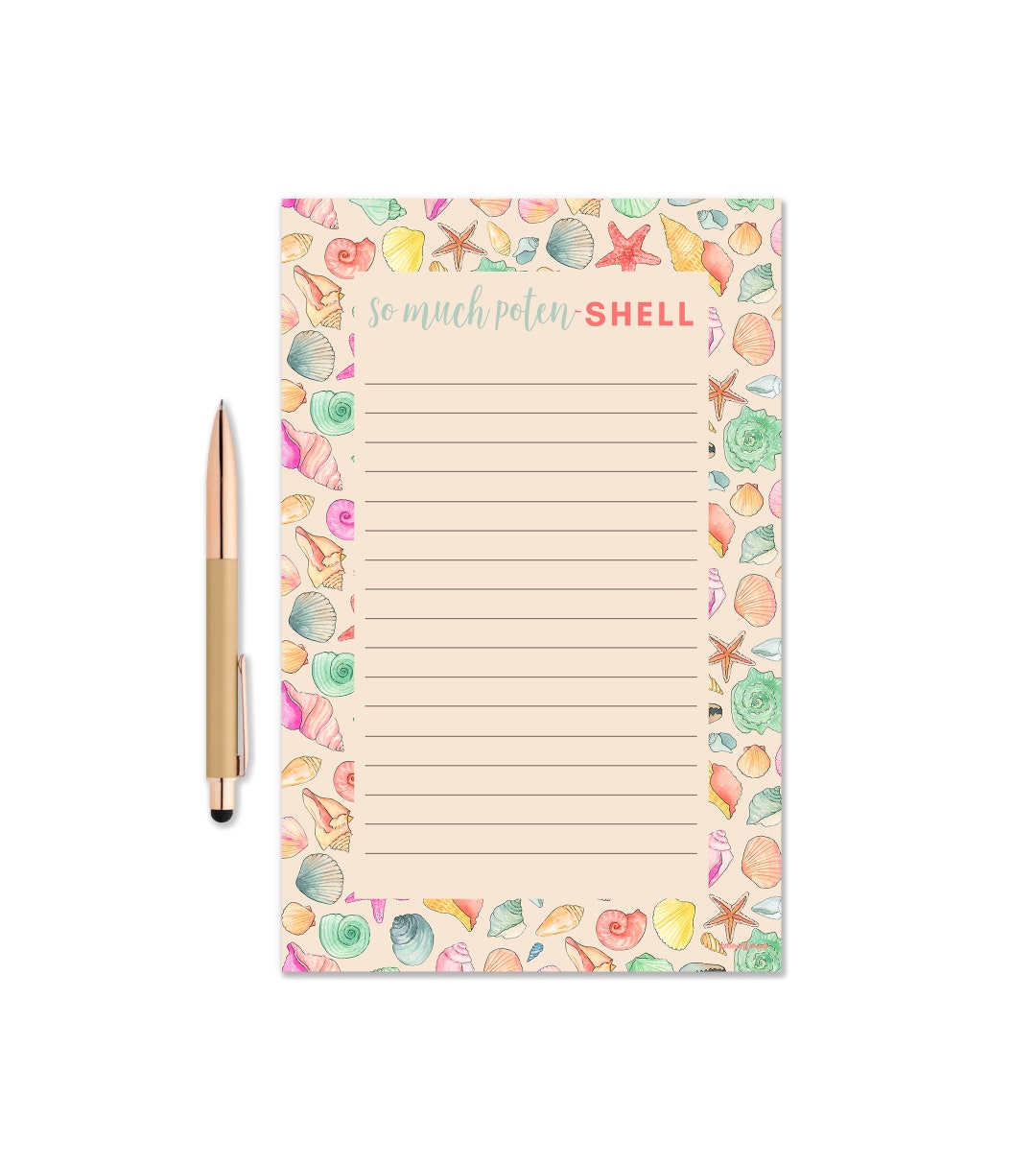 So Much Poten-shell Notepad, Watercolor Notepad, Seashell Notepad, Gift ...