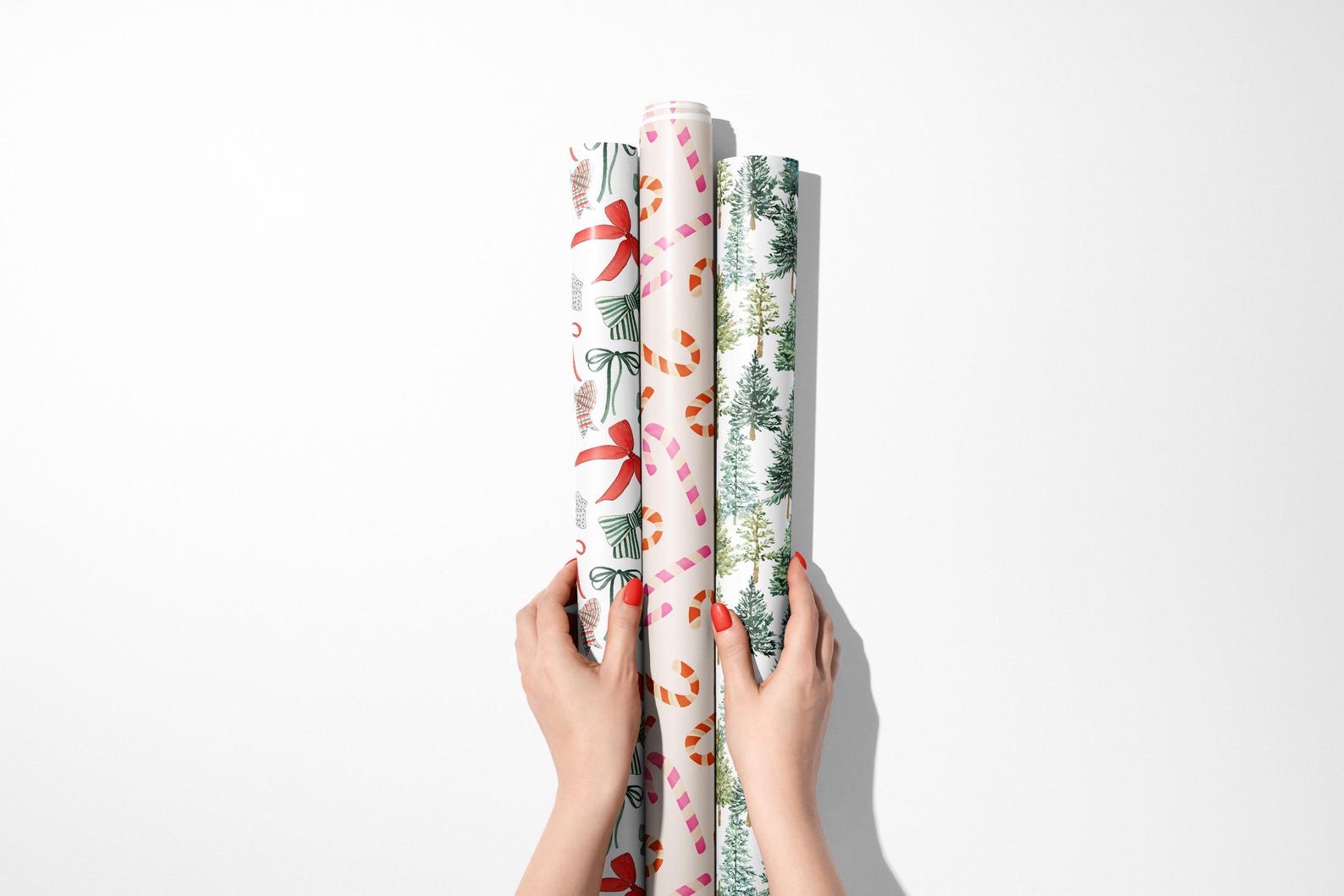 Christmas Wrapping Paper - Set of 3 Sheets, Evergreen Christmas Trees ...