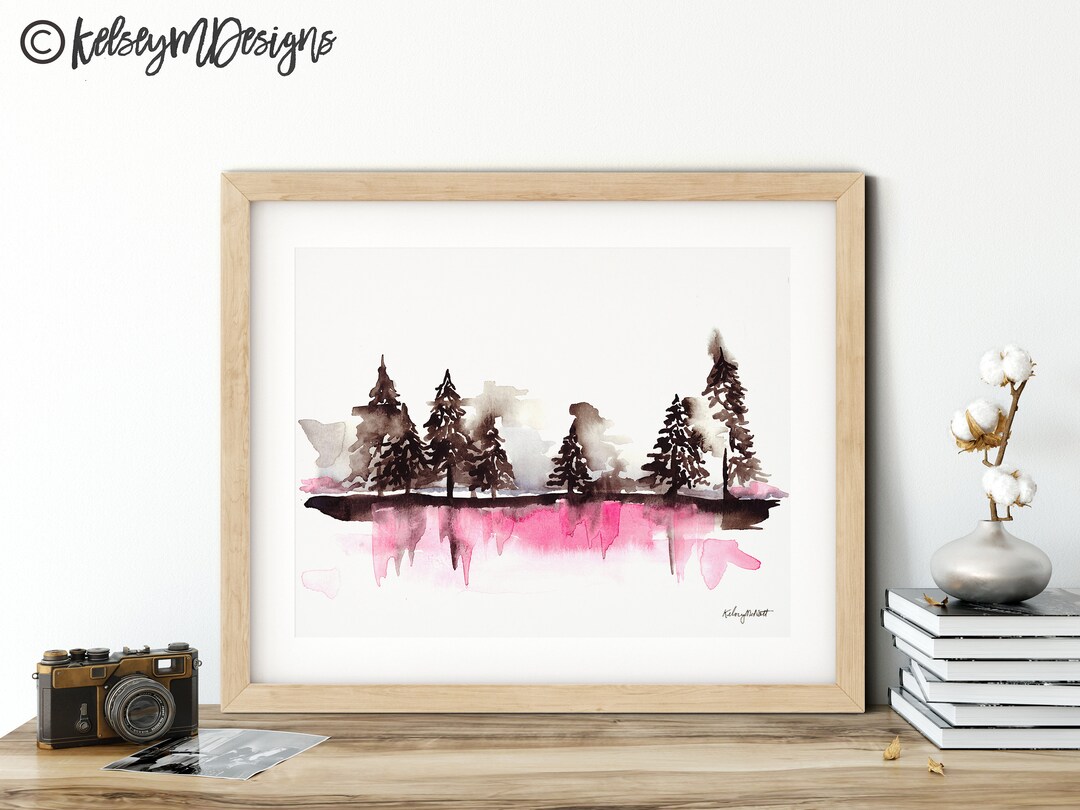 Forest Wall Art, Watercolor Painting, Forest Print Forest Poster Nature ...