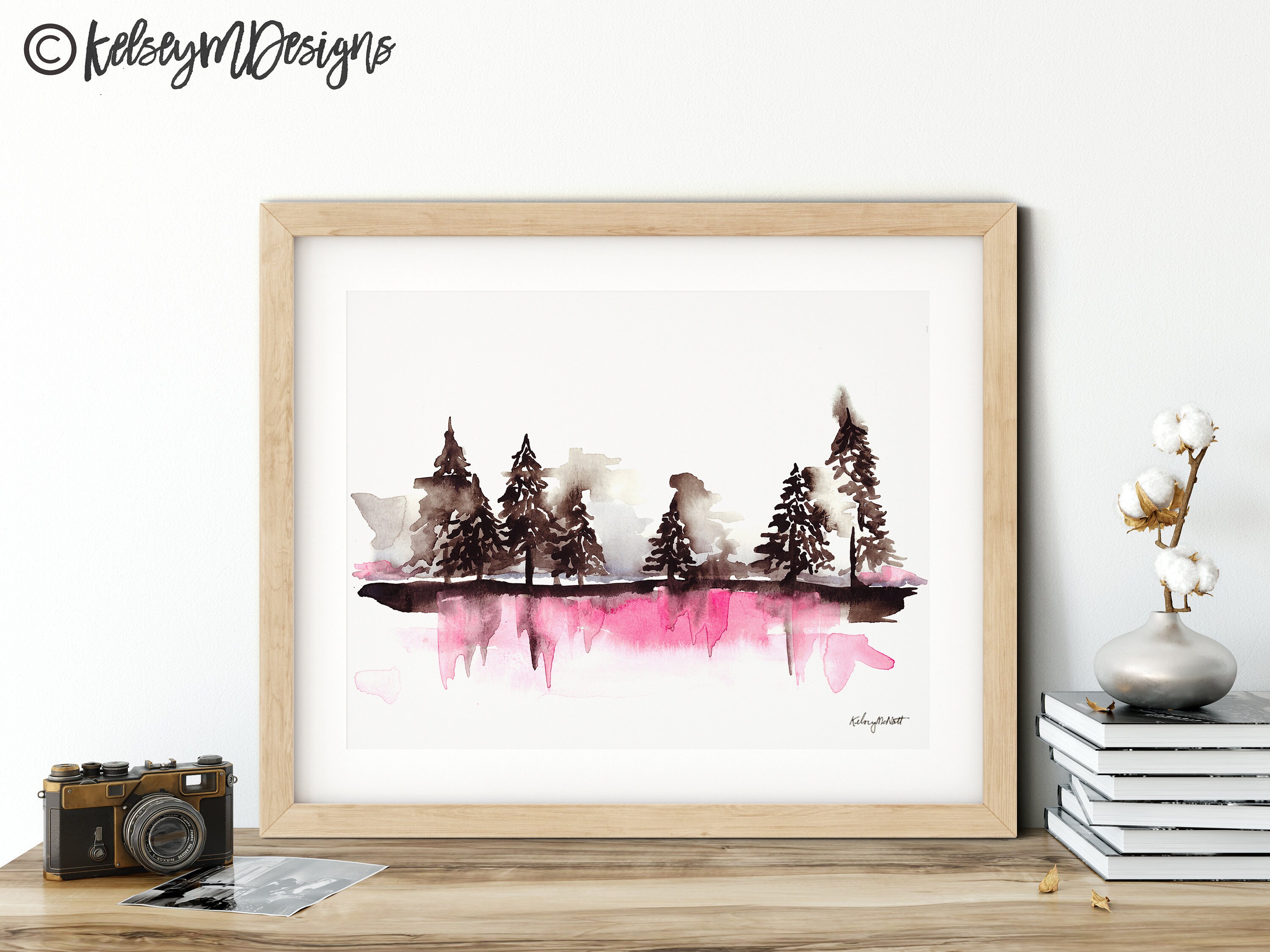 Forest Wall Art Watercolor Painting Forest Print Forest | Etsy