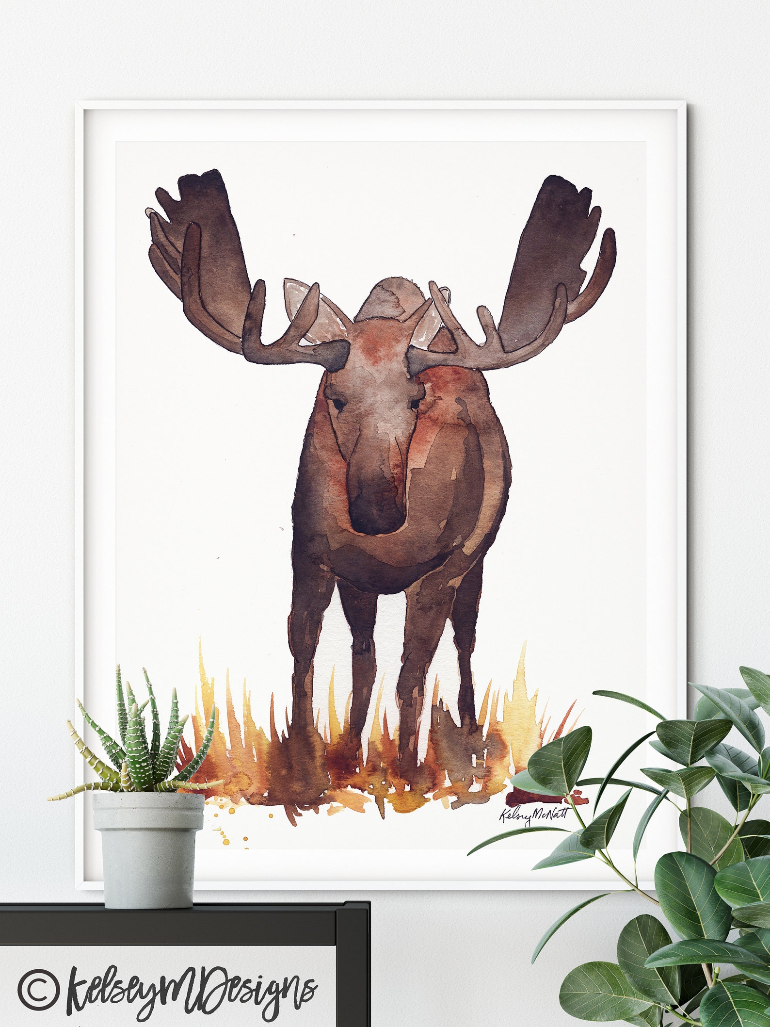 Moose Watercolor Nature Print Moose Art Moose Painting - Etsy