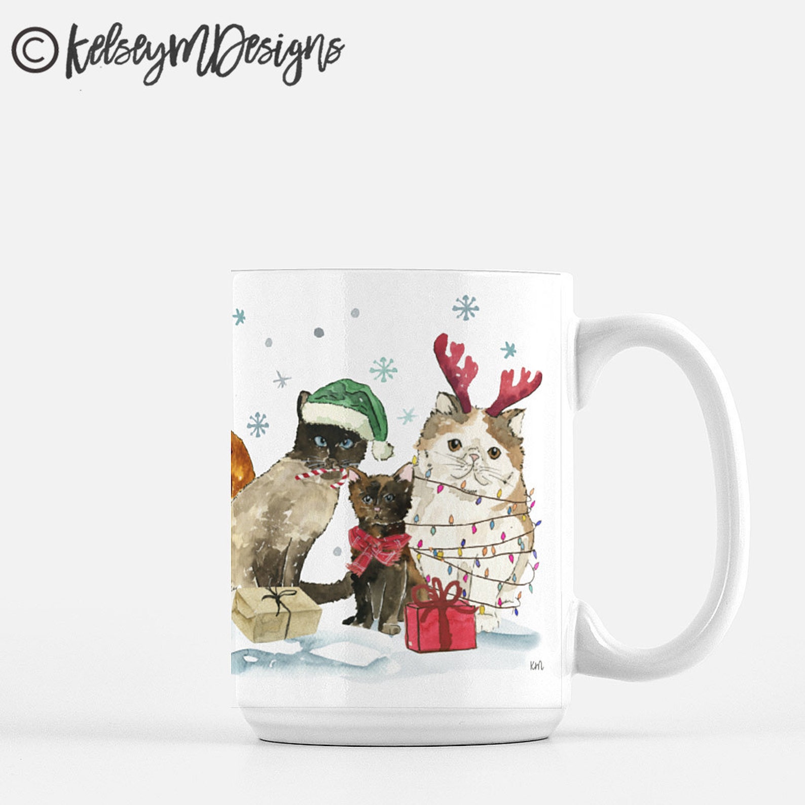 Holiday Cats Mug Christmas Coffee Mug Christmas Decor 15 Oz - Etsy