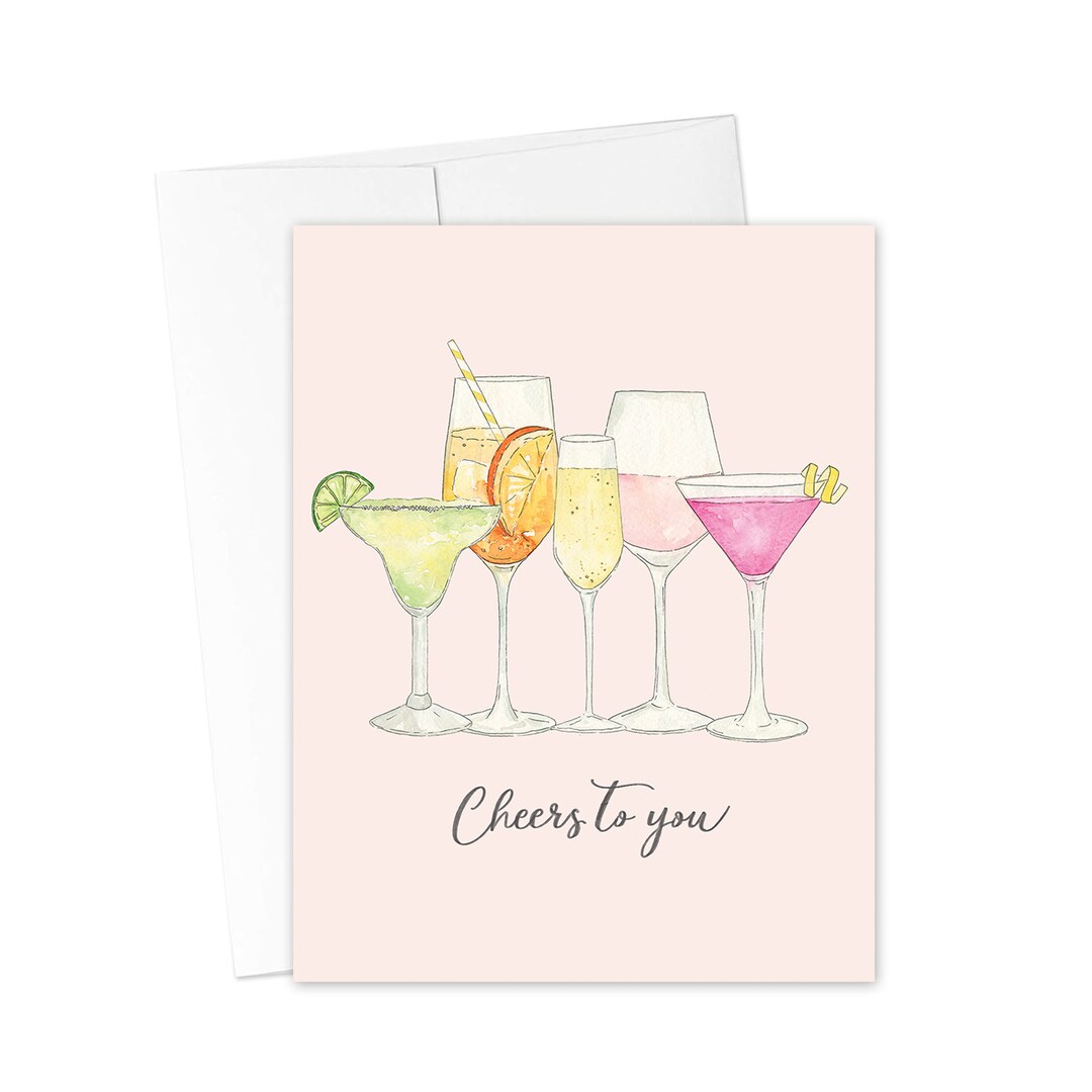 CHEERS GREETING CARDS, Cheers to You Card, Cocktail Card ...