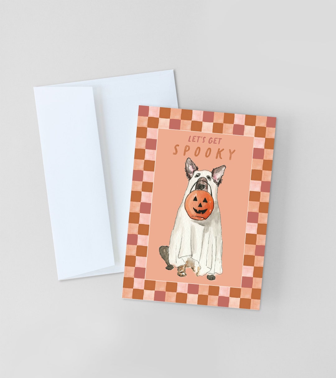 HALLOWEEN CARDS, Let's Get Spooky Dog Card, Ghost Dog Greeting Card ...