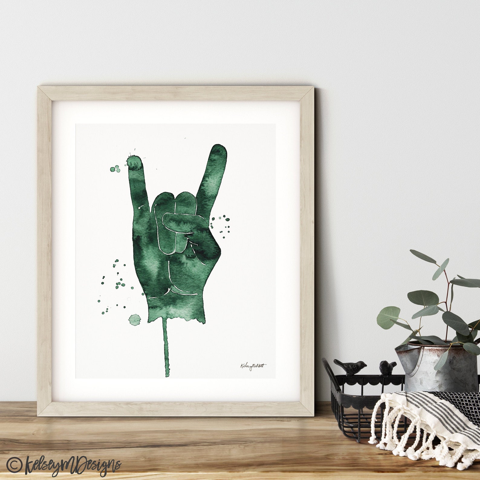 Rock on Sign Print, Watercolor Painting, Rock Poster, Boho Decor, Rock ...
