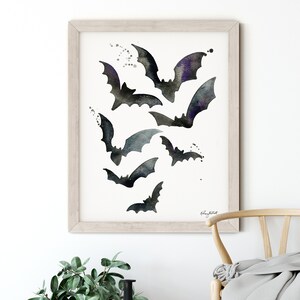 Halloween Bats Wall Art, Halloween Decoration, Fall Home Decor, BOO Art ...